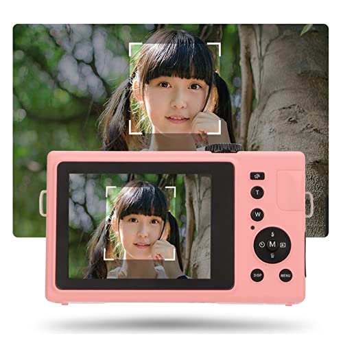 Mini Camera, Portable FHD 1080P 24MP Micro Single Camera, 16X Digital Zoom, 3in LCD Screen, Rechargeable Cmaera for Beginners, Children, Teenagers, Seniors, Friends(Pink)
