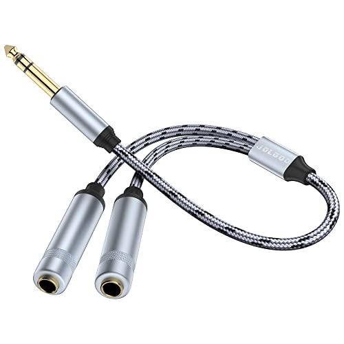 JOLGOO 1/4 Splitter Adapter Cable, 6.35mm Stereo Plug Male to Dual 6.35mm Jack Female Y Splitter Cable, 30cm/12 inches