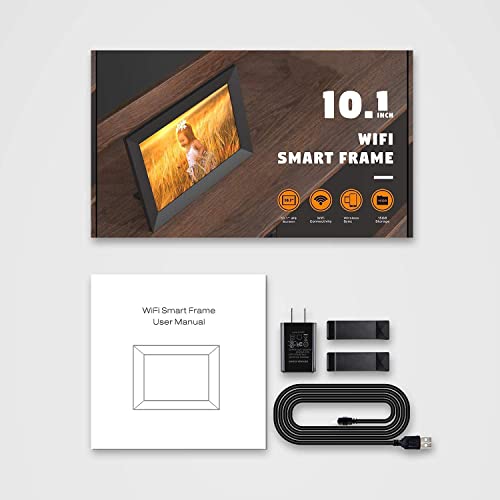 Digital Photo Frame WiFi 10.1 Inch Frameo Smart Digital Picture Frame with HD IPS Touch Screen, 16GB Storage, Auto-Rotate, Send Photos or Videos via Free App from Anywhere, Black