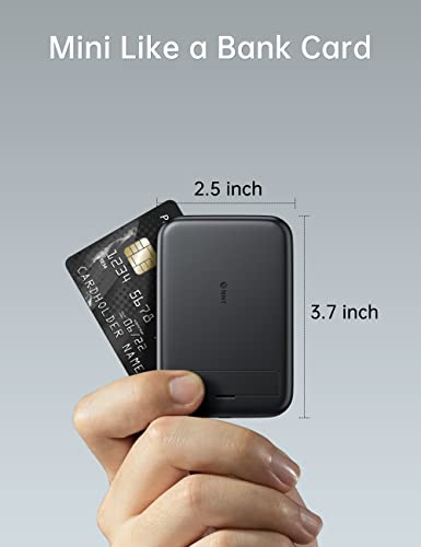 EMNT Small Magnetic Portable Charger for iPhone,5200mAh Mini Power Bank with Built-in Cable/Metal Stand, Battery Pack Compatible with iPhone 14/14 Plus/Pro Max/13/12/11/XS/XR/X/8/7/6/6s/Airpods More 5
