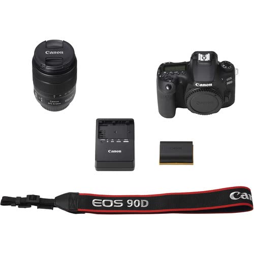 Grace Photo-Canon intl Canon EOS 90D DSLR Camera with 18-135mm is USM Zoom Lens & 75-300mm III Lens Bundle + 64GB Memory, Case, Tripod, Extra Battery and More, Black