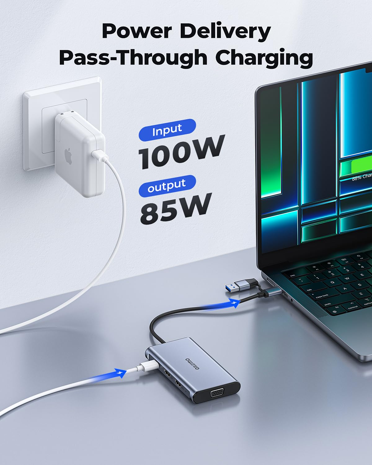 USB Docking Station, GIISSMO USB C Hub USB 3.0 to Dual HDMI VGA Adapter Triple Display USB C Laptop Docking Station Dual Display for MacBook Pro/Air/M1/M2/Mac, USB C Hub for Dell/HP/Lenovo/Surface