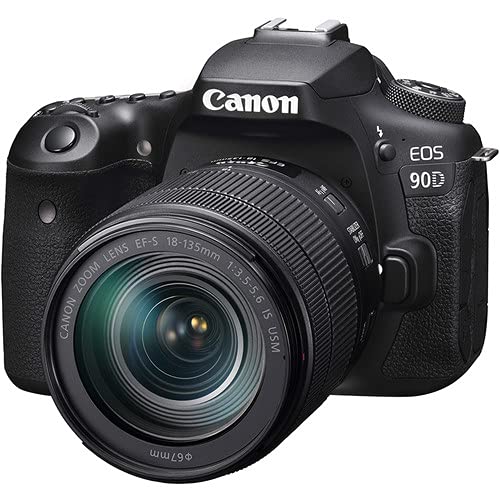Grace Photo-Canon intl Canon EOS 90D DSLR Camera with 18-135mm is USM Zoom Lens & 75-300mm III Lens Bundle + 64GB Memory, Case, Tripod, Extra Battery and More, Black