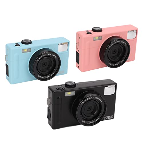 Digital Camera, 1080P Full HD Mini Video Camera 16X Digital Zoom Vlogging Camera Rechargeable with Lanyard and USB Cable for Kids Adults(Blue)
