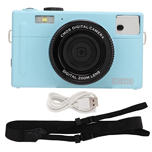Digital Camera, 1080P Full HD Mini Video Camera 16X Digital Zoom Vlogging Camera Rechargeable with Lanyard and USB Cable for Kids Adults(Blue)