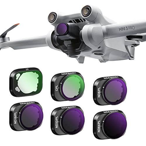 NEEWER 6 Pack ND/PL Filter Set Ideal for Bright Sunny Daylight Compatible with DJI Mini 3/Mini 3 Pro, Multi Coated HD Glass, No Color Cast&Remove Glare, Include ND8/PL ND16/PL ND32/PL ND64/PL CPL UV