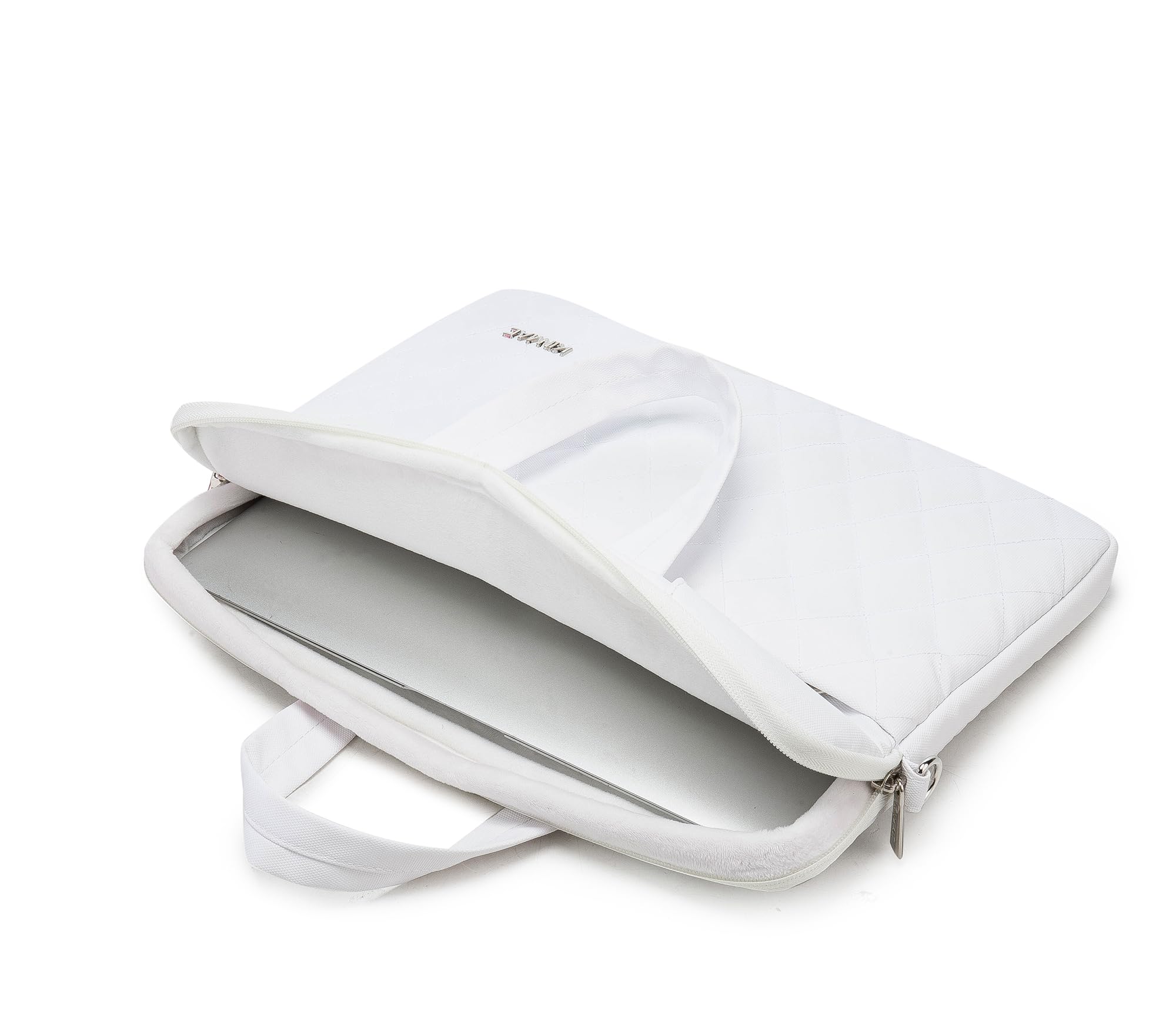 Kinmac White Embroider 360° Protective Laptop Shoulder Messenger Sleeve Briefcase case Bag For MacBook Pro/Air 13 inch,iPad Pro 12,MacBook 14 inch and 13 inch-14 inch Screen Laptop