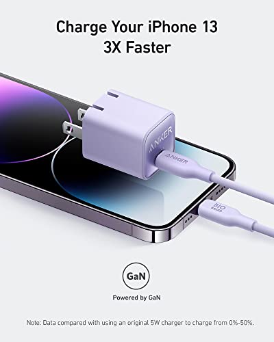 USB C GaN Charger 30W, Anker 511 Charger (Nano 3), PIQ 3.0 Foldable PPS Fast Charger for iPhone 14/14 Pro/14 Pro Max/13 Pro/13 Pro Max, Galaxy, iPad (Cable Not Included) - Aurora White
