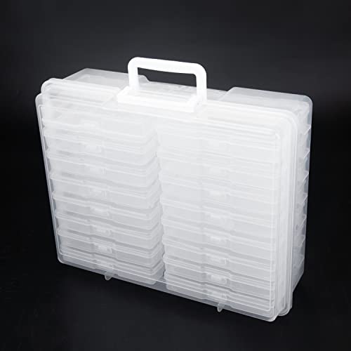 novelinks Photos Organizer 4" x 6" Photo Storage Box with Handle - 16 Inner Photo Cases Photo Box Storage Picture Organizers and Storage (White)