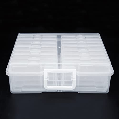 novelinks Photos Organizer 4" x 6" Photo Storage Box with Handle - 16 Inner Photo Cases Photo Box Storage Picture Organizers and Storage (White)