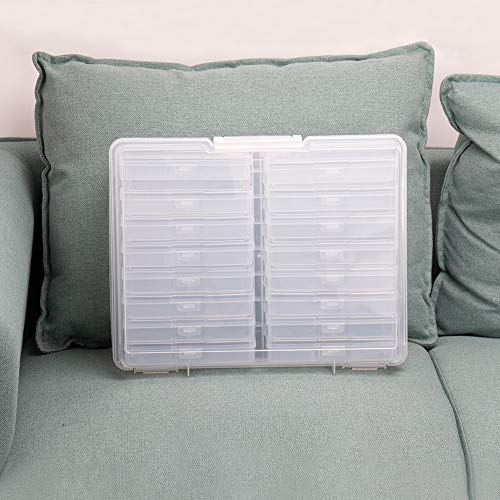 novelinks Photos Organizer 4" x 6" Photo Storage Box with Handle - 16 Inner Photo Cases Photo Box Storage Picture Organizers and Storage (White)