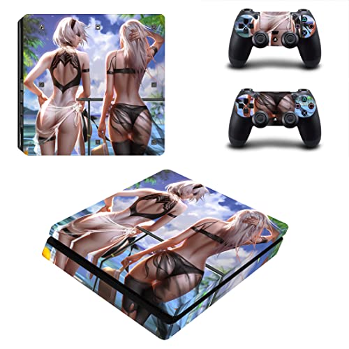 Vanknight PS4 Slim Console Controllers Skins Set Anime Girls Vinyl Sticker Decal Wrap Hot Girl