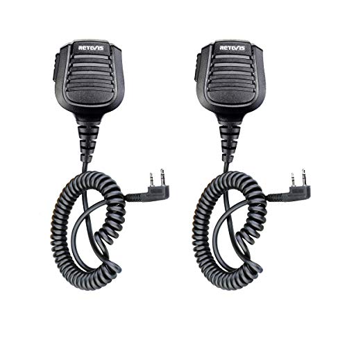 Retevis 2 Pin Walkie Talkie Speaker Microphone with 3.5MM Jack Compatible with Retevis RT22 RT21 RT68 RT19 H-777 RT15 RT22S RT86 RT18 RB18 RT27 RT5R RT1 Baofeng UV-5R BF-F8HP 2 Way Radio(2 Pack)