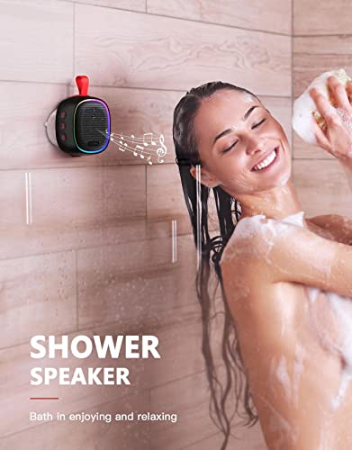 Updated Shower Speaker, IPX7 Waterproof Portable Bluetooth Speakers with Stereo Pairing, Wireless for Bike Kayak Pool Beach Outdoor