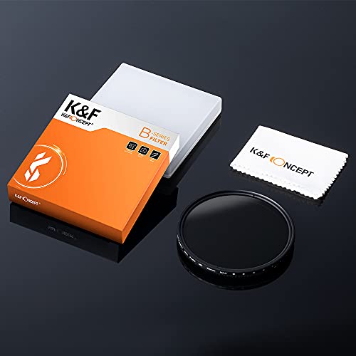 K&F Concept 52mm Variable ND2-ND400 ND Lens Filter (1-9 Stops) for Camera Lens, Adjustable Neutral Density Filter with Microfiber Cleaning Cloth (B-Series)