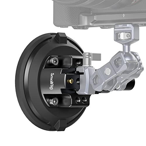 SMALLRIG 4″ Suction Cup Camera Mount, Car Mount for Cameras/ Smartphones on Car/ Clean and Smooth Surfaces, Max 2kg Load for Speeds up to 80km/h (50mph), Recommend 10kg Load When Stationary - 4122