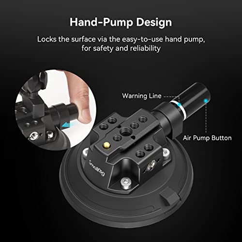 SMALLRIG 4″ Suction Cup Camera Mount, Car Mount for Cameras/ Smartphones on Car/ Clean and Smooth Surfaces, Max 2kg Load for Speeds up to 80km/h (50mph), Recommend 10kg Load When Stationary - 4122
