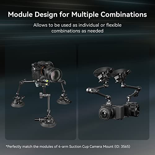 SMALLRIG 4″ Suction Cup Camera Mount, Car Mount for Cameras/ Smartphones on Car/ Clean and Smooth Surfaces, Max 2kg Load for Speeds up to 80km/h (50mph), Recommend 10kg Load When Stationary - 4122