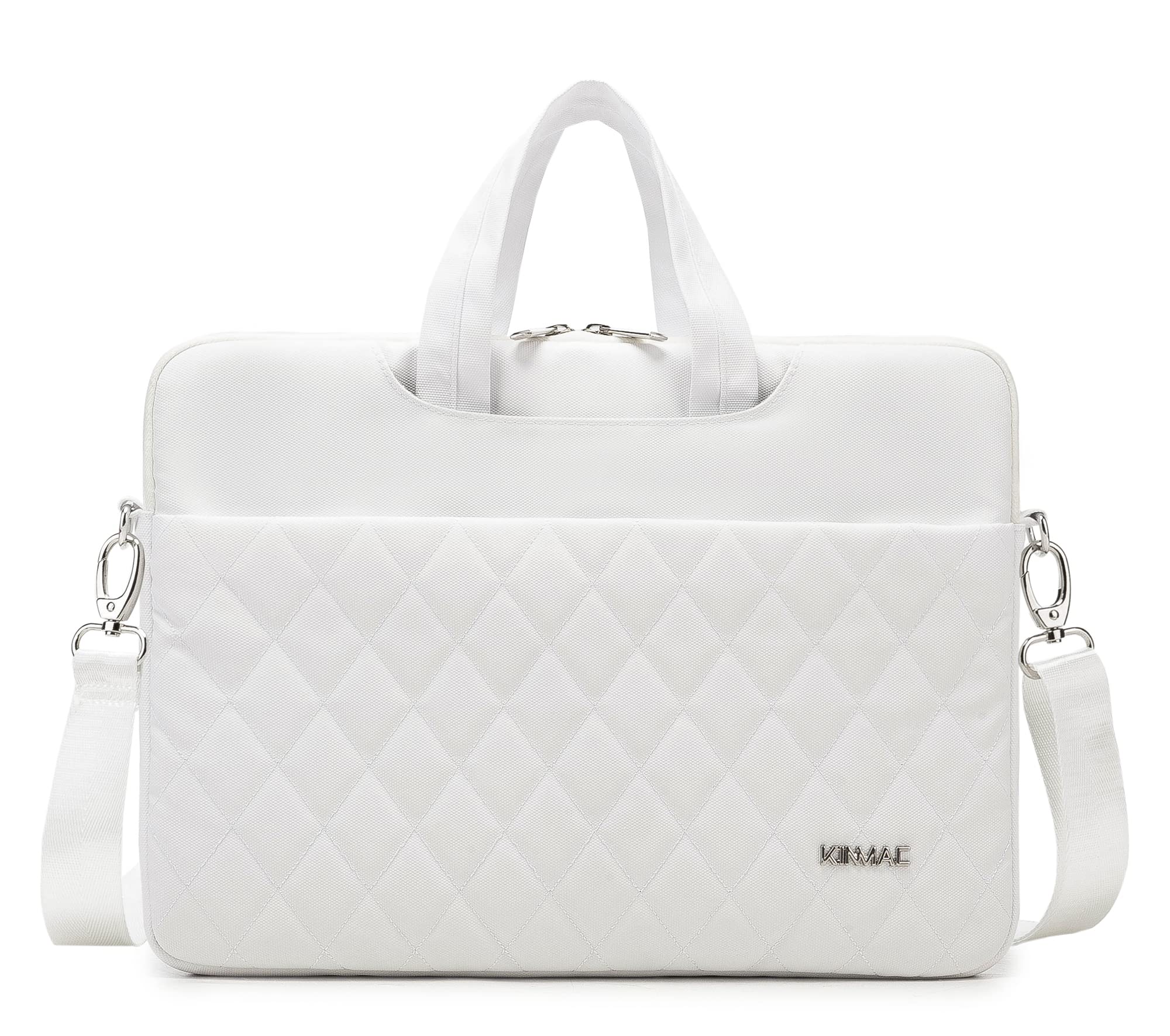 Kinmac White Embroider 360° Protective Laptop Shoulder Messenger Sleeve Briefcase case Bag For MacBook Pro/Air 13 inch,iPad Pro 12,MacBook 14 inch and 13 inch-14 inch Screen Laptop