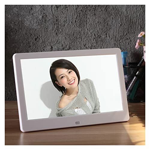 10 Inch Screen LED Backlight HD 1024 * 600 Digital Photo Frame Electronic Album Picture Music Movie Full Function Good Gift (Color : White 8GB, Size : EU Plug)