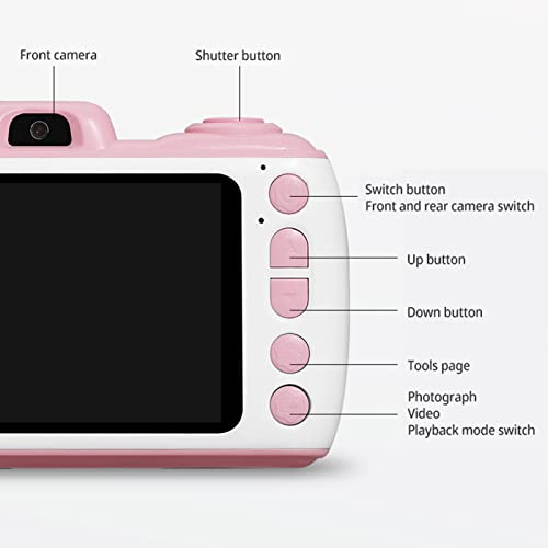 Luqeeg Kids Cartoon Camera, 20MP Children Digital Camera with 3.5In HD Screen, Support Timing Function with 1000mAh Lithium Battery 2000W PX Front and Rear Dual Cameras Design for Home Use