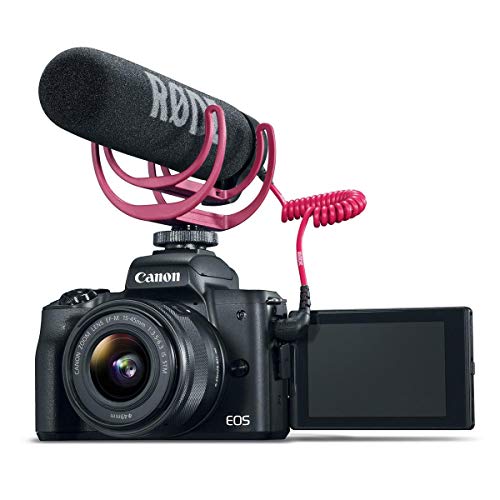 Canon EOS M50 Mirrorless Camera Video Creator Kit w/EF-M 15-45mm Lens, Black Basic Bundle with Rode Mic, Tripod, Battery and Accessories