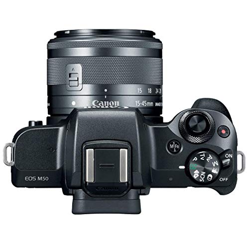 Canon EOS M50 Mirrorless Camera Video Creator Kit w/EF-M 15-45mm Lens, Black Basic Bundle with Rode Mic, Tripod, Battery and Accessories