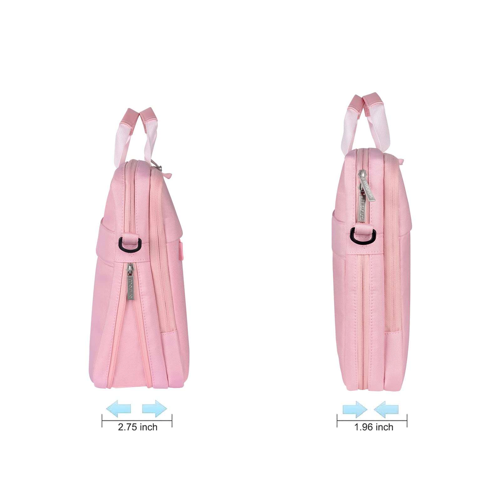 MOSISO Laptop Shoulder Bag Compatible with MacBook Pro 16 2023-2019 M2 A2780 M1 A2485 A2141,15-15.6 inch Notebook,Double Layer Messenger Bag with Horizontal Pocket&Adjustable Depth at Bottom&Belt,Pink