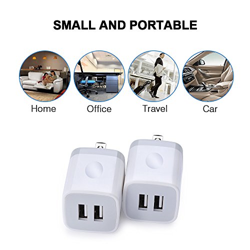 USB Wall Charger, FiveBox 2Pack Dual Port 2.1Amp Fast Wall Charger Brick Base Adapter Charging Block Charger Cube Plug Charger Box for iPhone 14 13 12 11 Pro X 6 6S 7 8 Plus, iPad, Samsung, Android