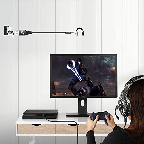 BOIOT 10 FT USB to 3.5mm TRS Audio Jack Adapter,USB Male to 3.5mm Male AUX Stereo Audio Cord,Compatibility with Laptop, Speaker, Windows,Not Applicable to Charging and MP3, Car, TV USB Ports (10FT)