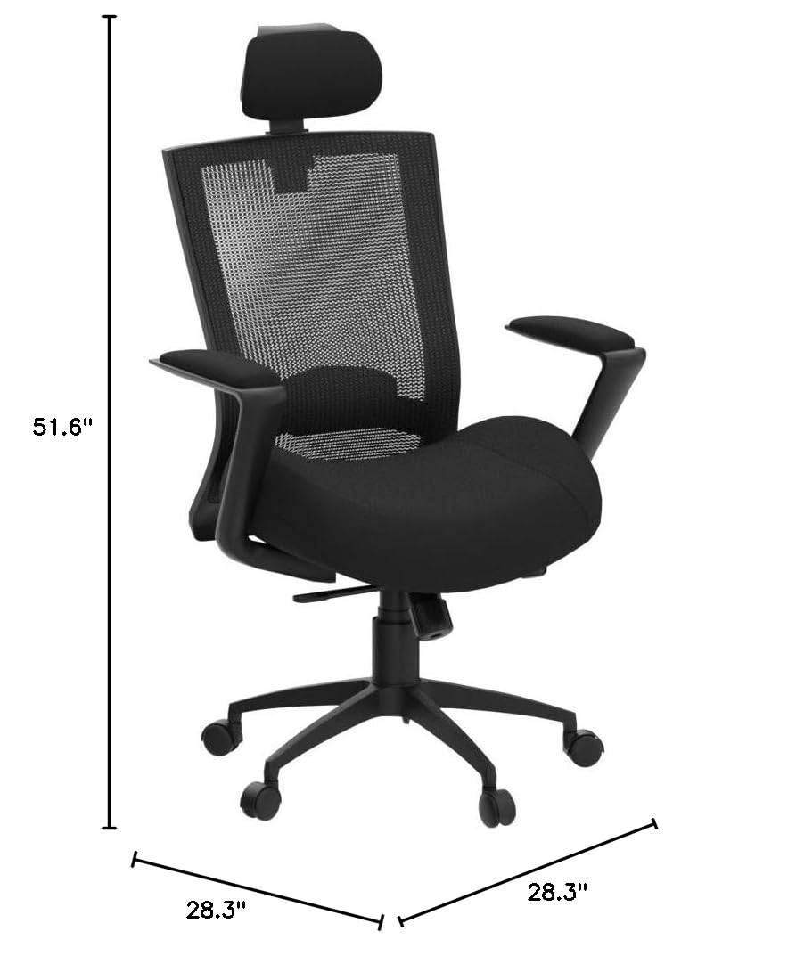 FAMSINGO Big and Tall Office Chair for Heavy People 400lb, Memory Sponge Cushion, Ergonomic Desk Chair Mesh Computer Chair, Adjustable Height, Headrest, and Lumbar Support, Black