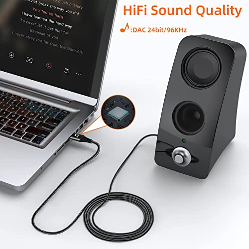 BOIOT 10 FT USB to 3.5mm TRS Audio Jack Adapter,USB Male to 3.5mm Male AUX Stereo Audio Cord,Compatibility with Laptop, Speaker, Windows,Not Applicable to Charging and MP3, Car, TV USB Ports (10FT)