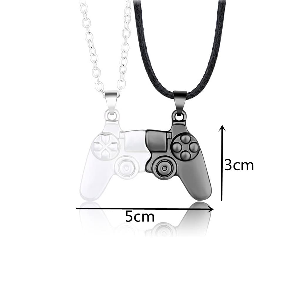 COLORFUL BLING Mutual Attraction Game Controller Necklace for Couples Console handle Pendant Best Friend Friendship Matching Necklaces Set with Meaningful Card BFF Jewelry-silver black