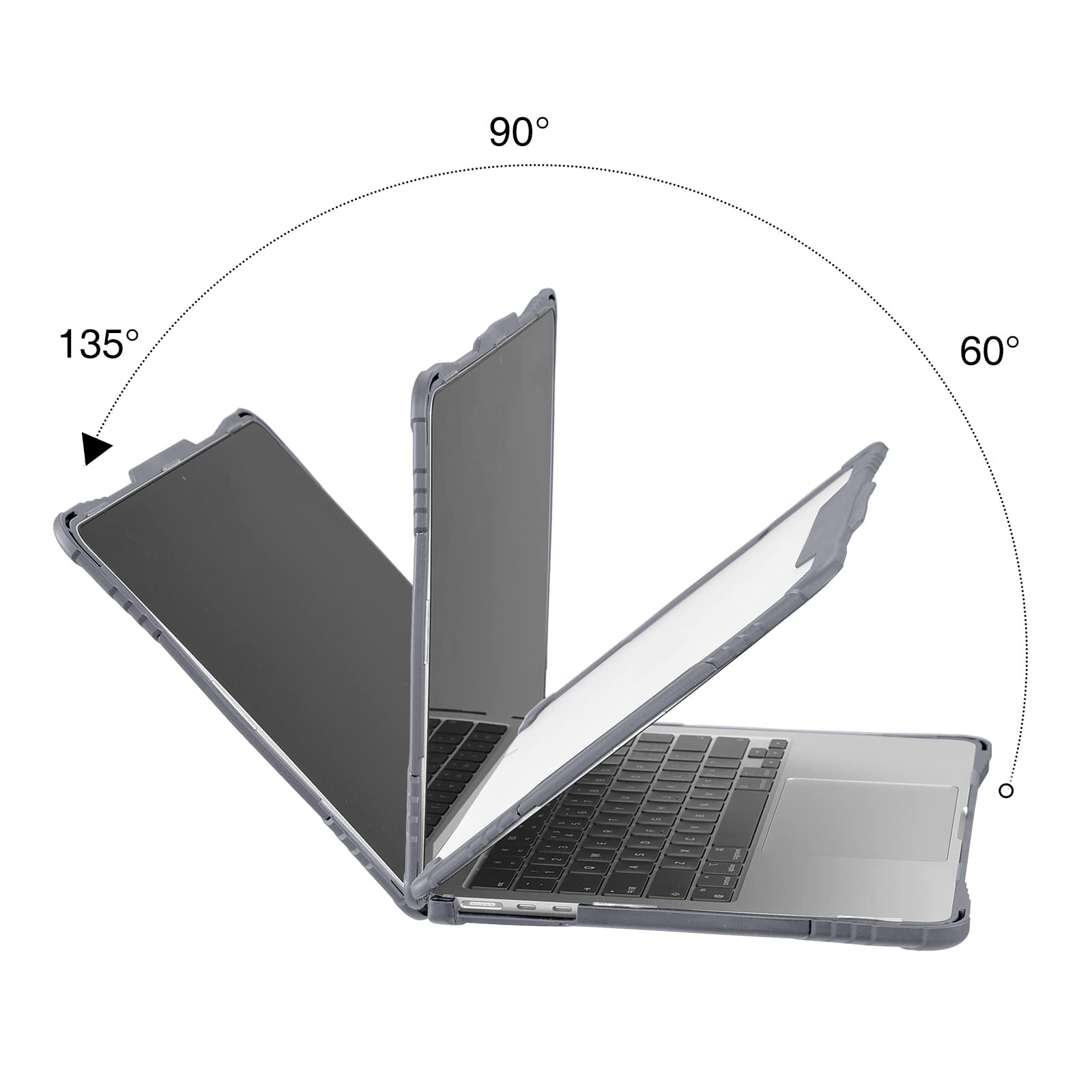 BlueSwan Shockproof Protective Laptop Case for MacBook Air M2 Case 13.6 inch M3 A3113 A2681 2024-2022 Release, Heavy Duty Rugged Hard Shell Case Cover with Strong TPU Bumper for Student, Frosted Clear