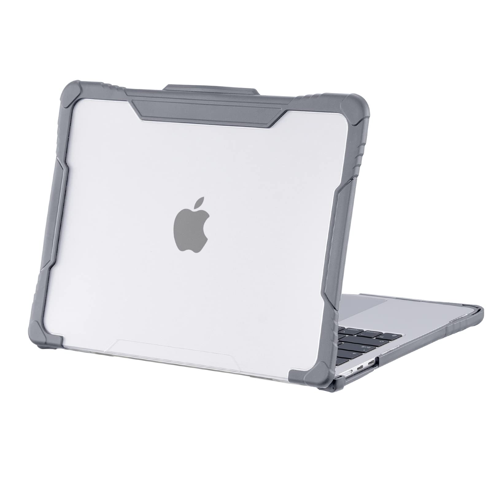 BlueSwan Shockproof Protective Laptop Case for MacBook Air M2 Case 13.6 inch M3 A3113 A2681 2024-2022 Release, Heavy Duty Rugged Hard Shell Case Cover with Strong TPU Bumper for Student, Frosted Clear