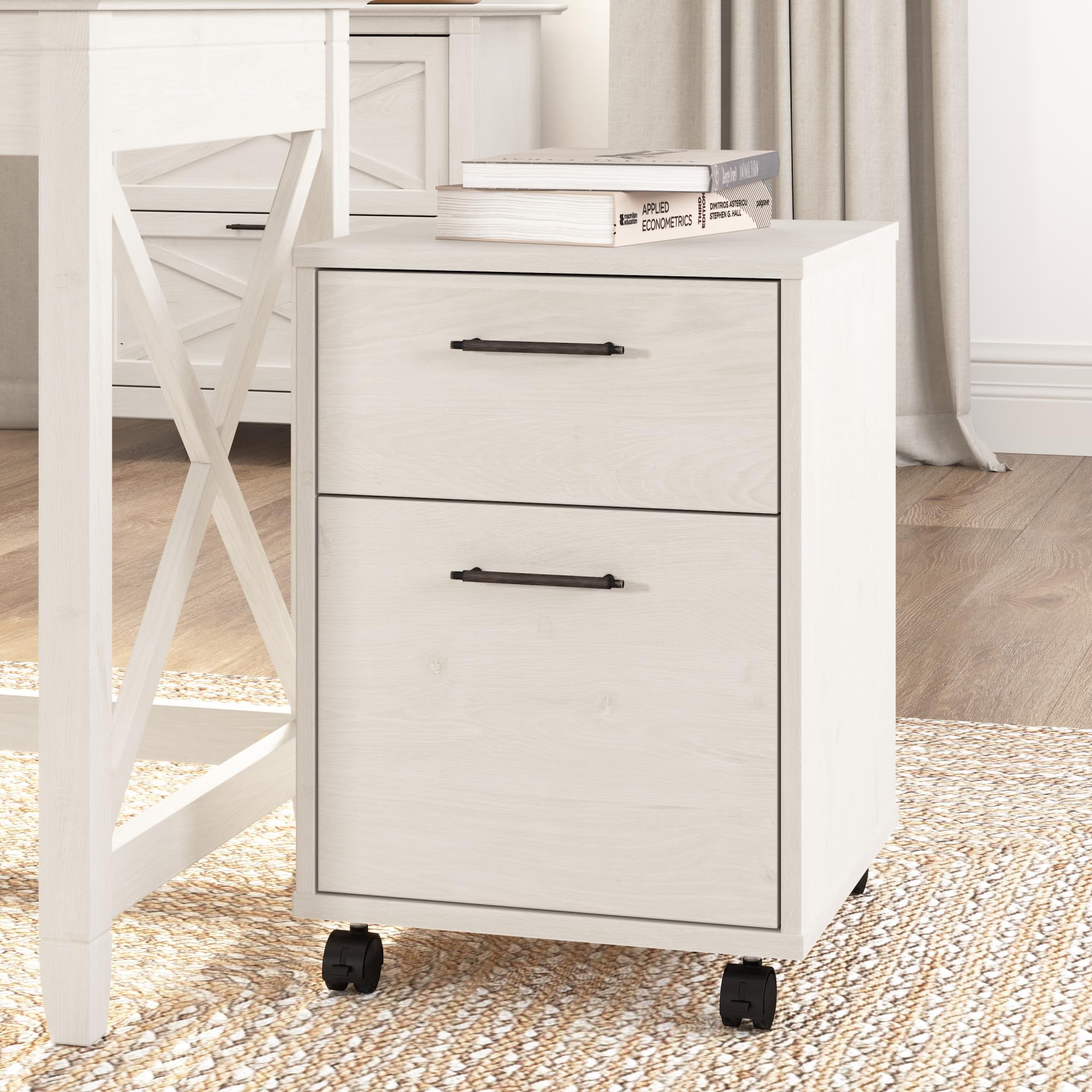 Bush Furniture Key West 2 Drawer Mobile File Cabinet, Linen White Oak
