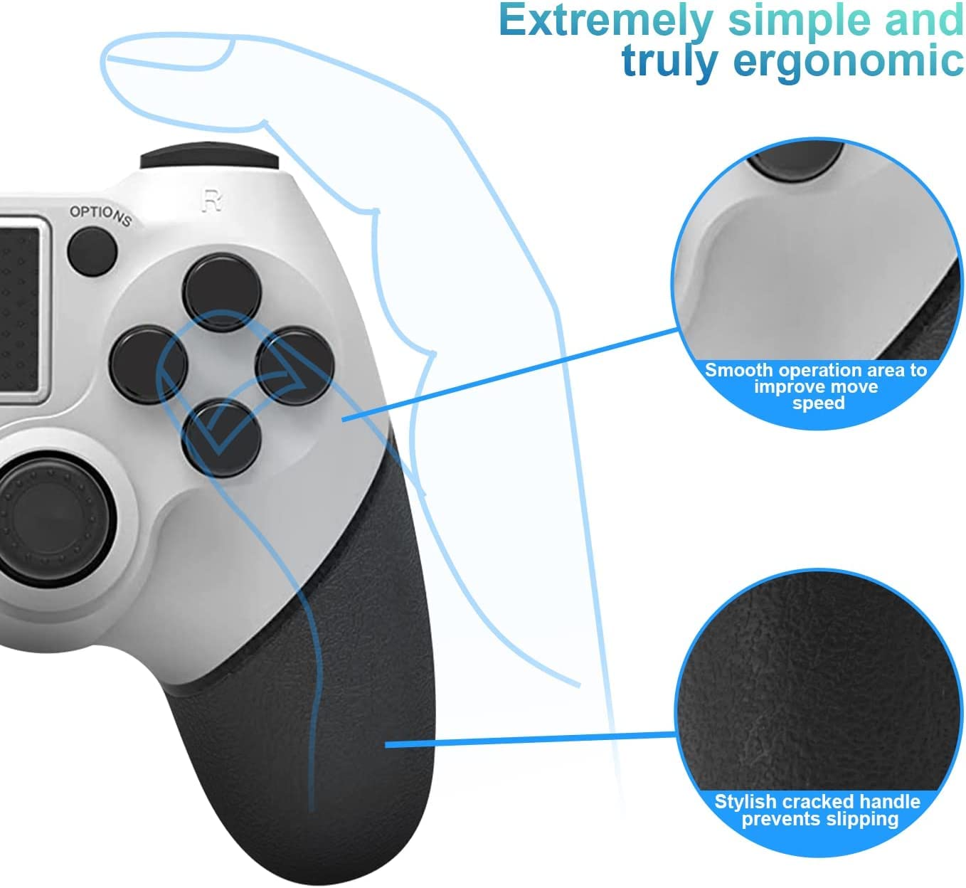 SADES PS-4 Wi'reless Controller Gamdpad for Playstation 4/ PS-4 Pro Console, Remote Joystick with Enhanced Responsiveness, Motion Motor/LED Lights/Audio Function/Anti-Slip Design(Ship from USA)