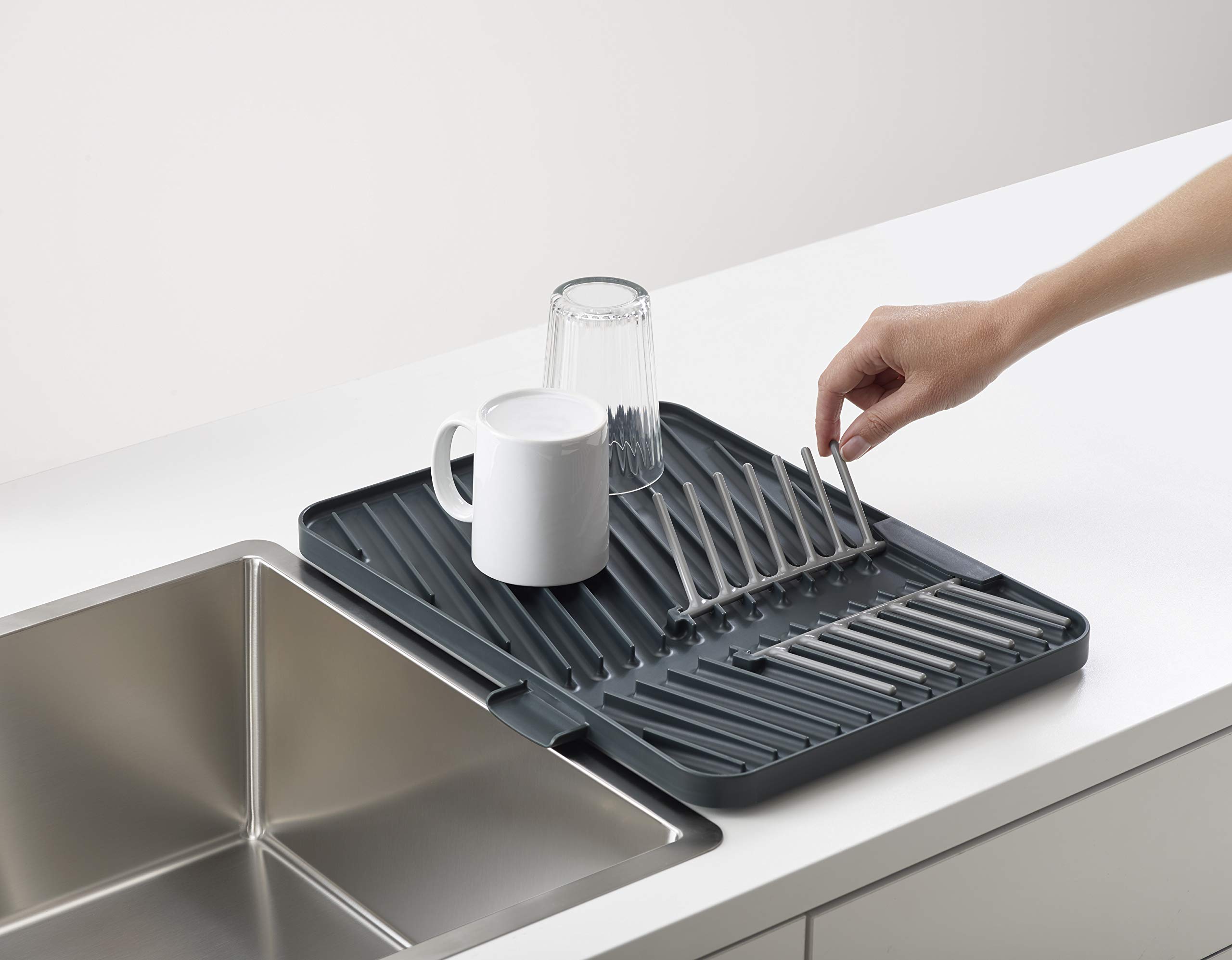 Joseph Joseph - 85139 Joseph Joseph Flip-Up Drain Board with Foldable Dish Rack, One-size, Gray