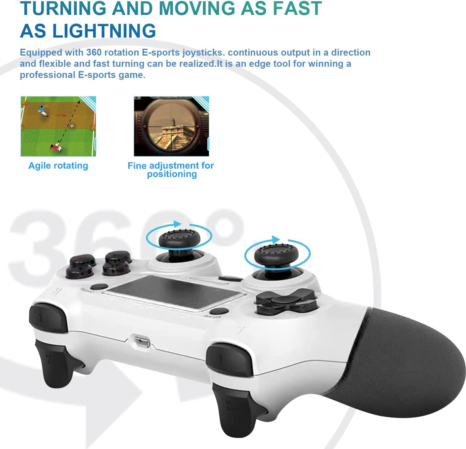 SADES PS-4 Wi'reless Controller Gamdpad for Playstation 4/ PS-4 Pro Console, Remote Joystick with Enhanced Responsiveness, Motion Motor/LED Lights/Audio Function/Anti-Slip Design(Ship from USA)