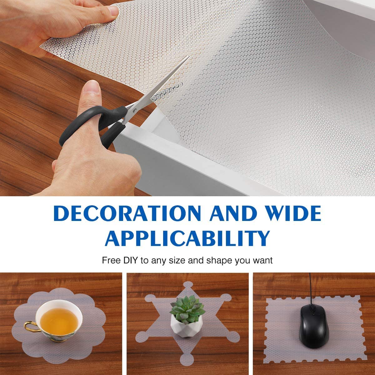 Shelf Liner Kitchen Cabinet Liners: 2 Pack 17 x 79 Inches Non-Adhesive Washable Oil-Proof Non-Slip Drawer Liner for Refrigerator and Shelves Clear Plastic Shelf Paper for Kitchen Cabinets Adhesive