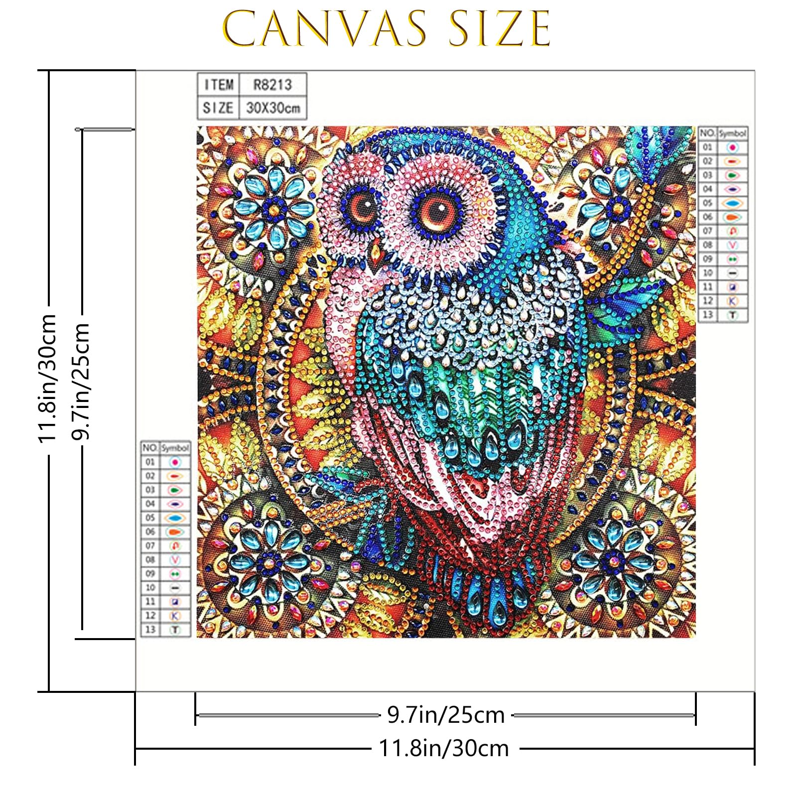 Hibah Diamond Painting DIY 5D Special Shape Rhinestone, Owl, Partial Diamond Crystal Diamond Painting Set (Mandala)