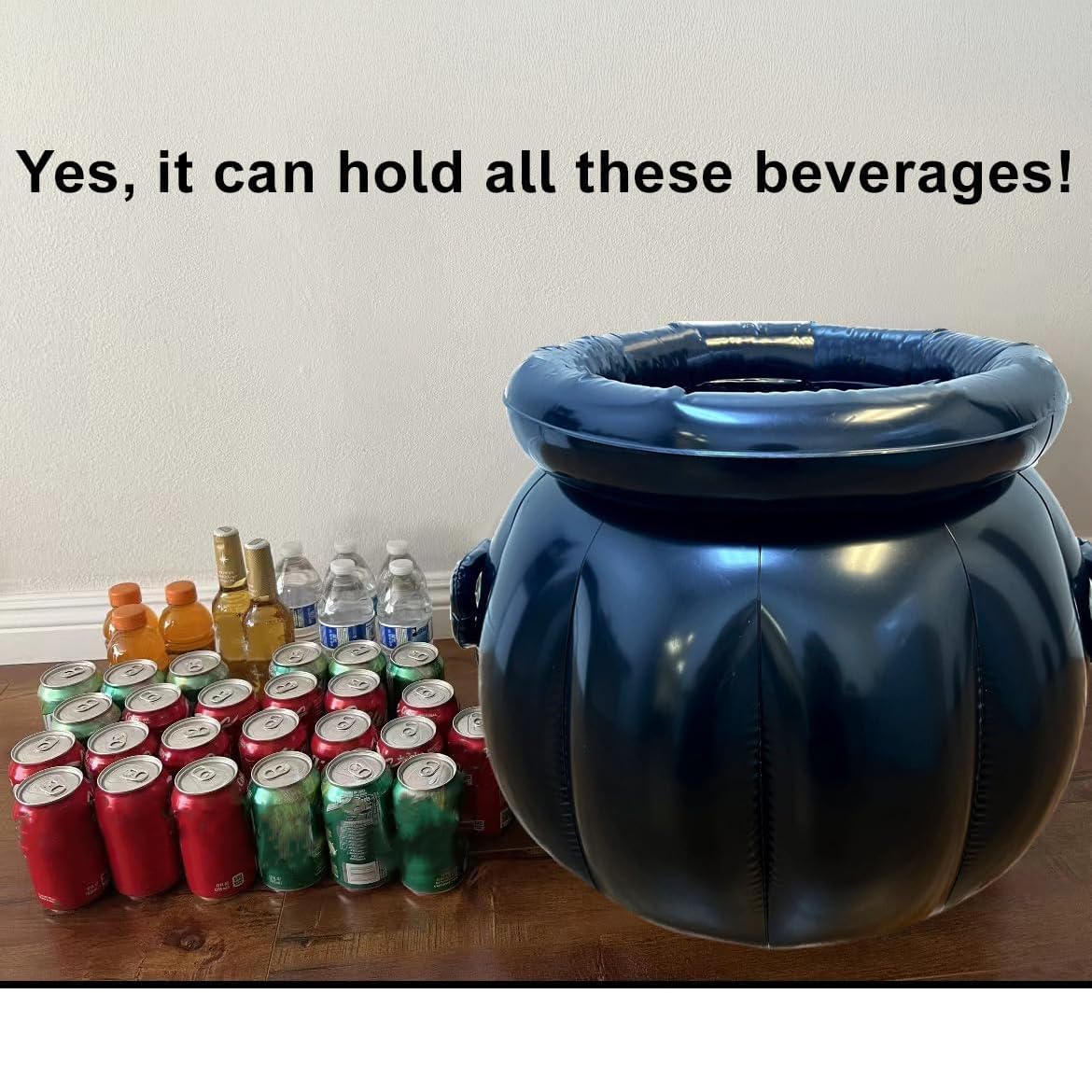 GIFTEXPRESS 22x18 Inch Large Inflatable Halloween Cauldron Drink Cooler, Beverage Holder, Candy Cauldron Kettles, Witch’s Cauldron, Party Decoration