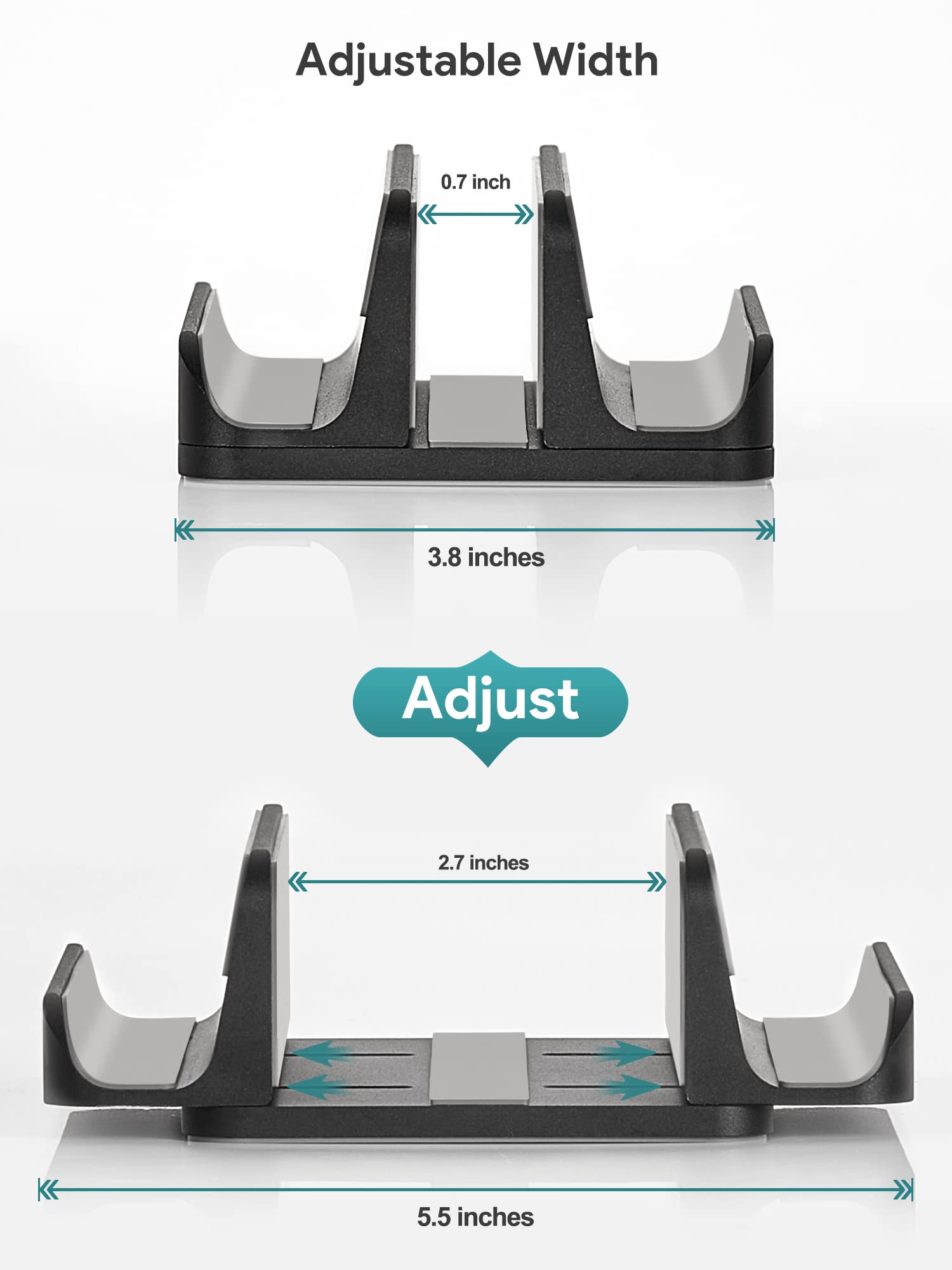 JARLINK Vertical Laptop Stand Holder, Upgraded 1 in 2 Aluminum Laptop Stand for Desk with Adjustable Dock Size (up to 17.3 inches), Fits All MacBook/Surface/Gaming Laptops, Black