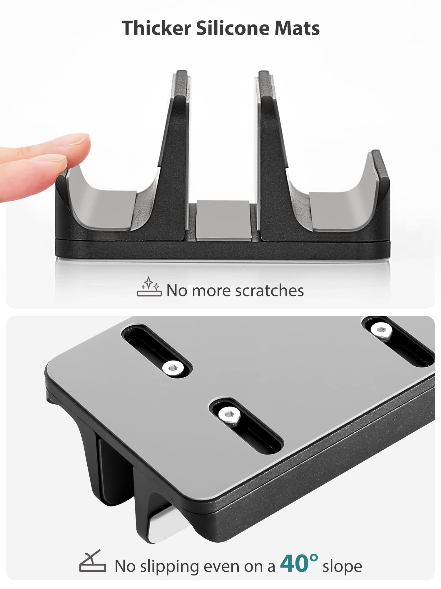 JARLINK Vertical Laptop Stand Holder, Upgraded 1 in 2 Aluminum Laptop Stand for Desk with Adjustable Dock Size (up to 17.3 inches), Fits All MacBook/Surface/Gaming Laptops, Black