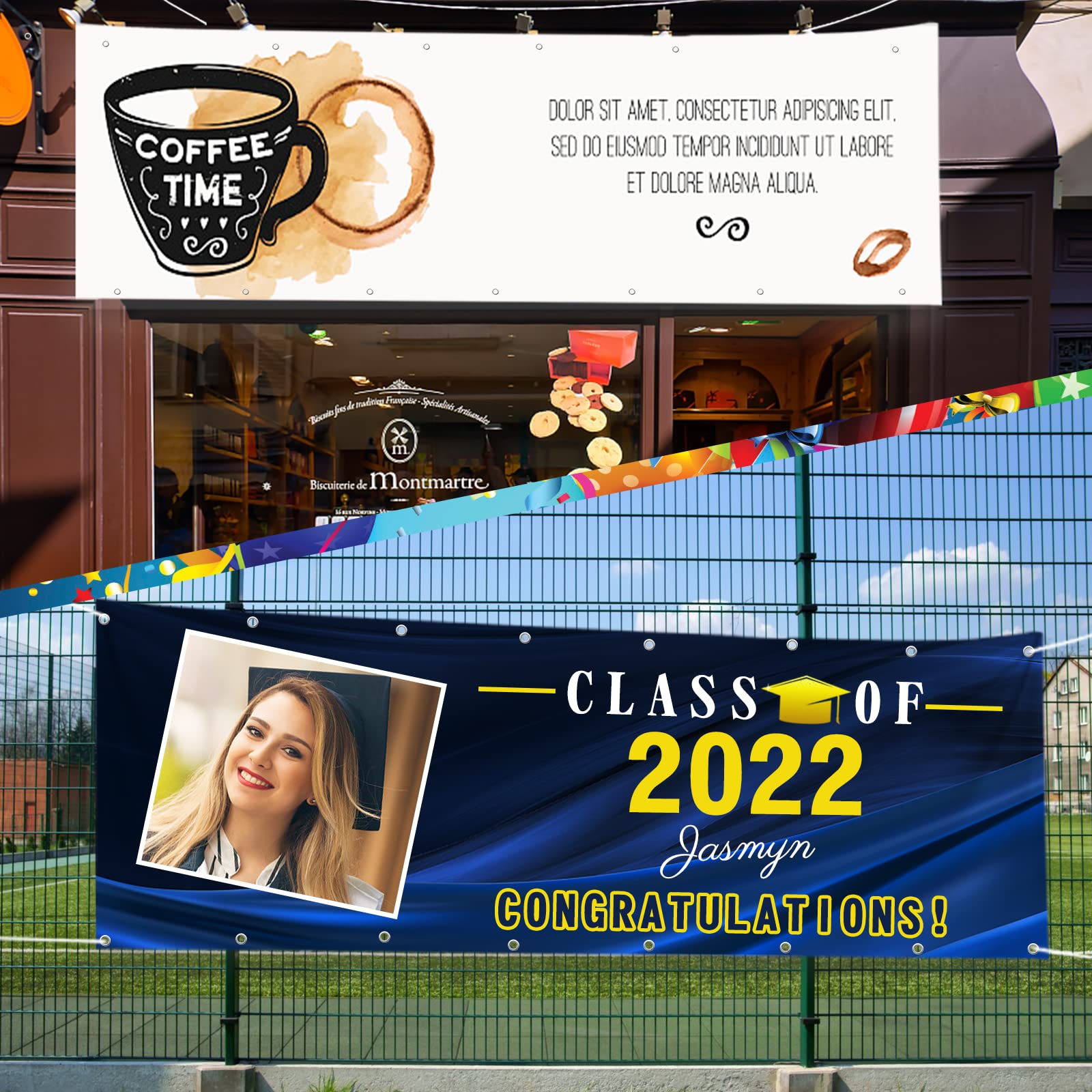 Custom Banners and Signs Customize Personalized Banner with Name Photo Ourdoor for Parties Business Decorations Birthday Graduation wedding 4*1 FT