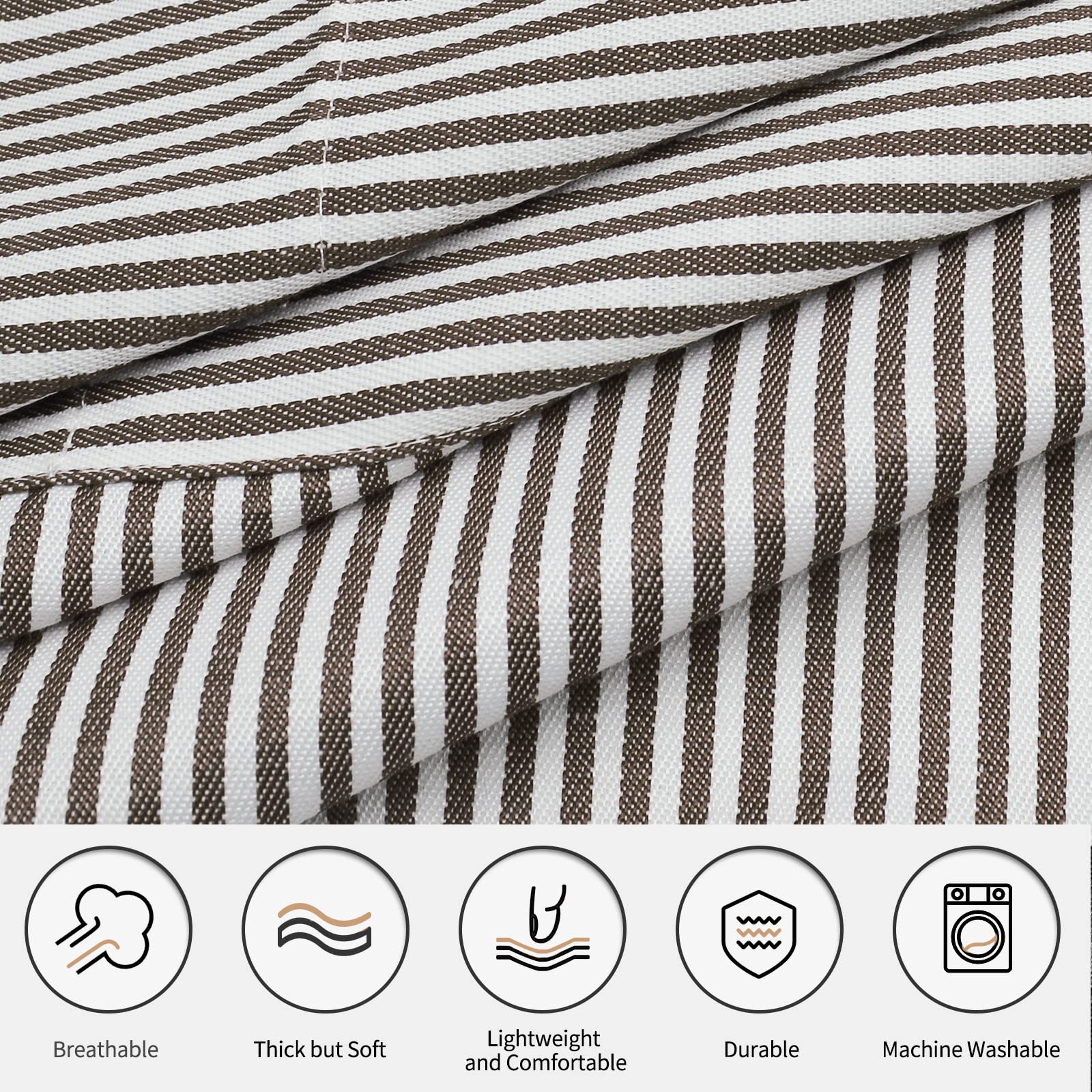 NLUS 2 Pack Kitchen Cooking Aprons, Adjustable Bib Soft Chef Apron with 2 Pockets for Men Women (Black/Brown Stripes)