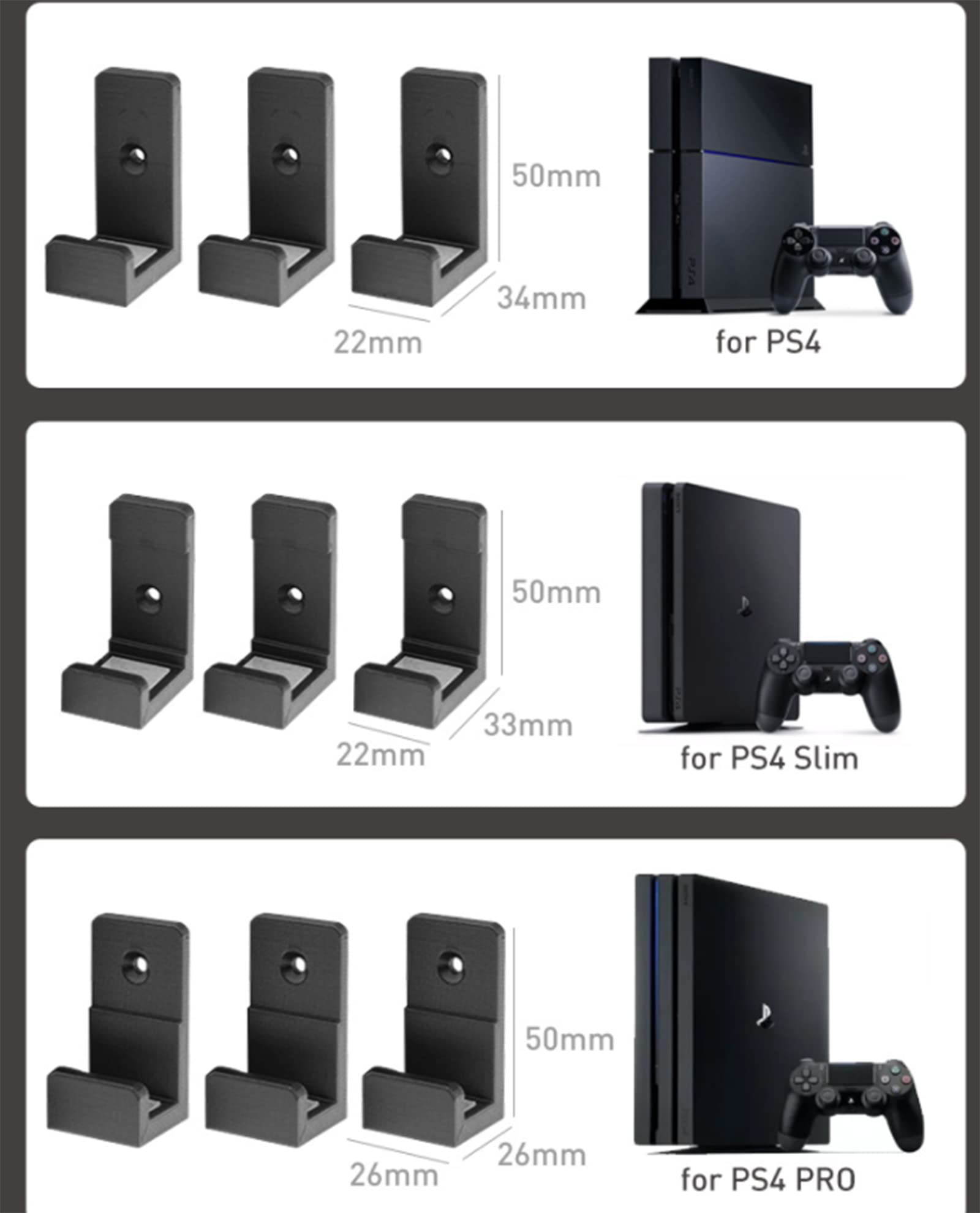 Wall Mount for PS4 Console Playstation 4 Near or Behind TV, Space Saving,Easy to Install PS4 Wall Mount
