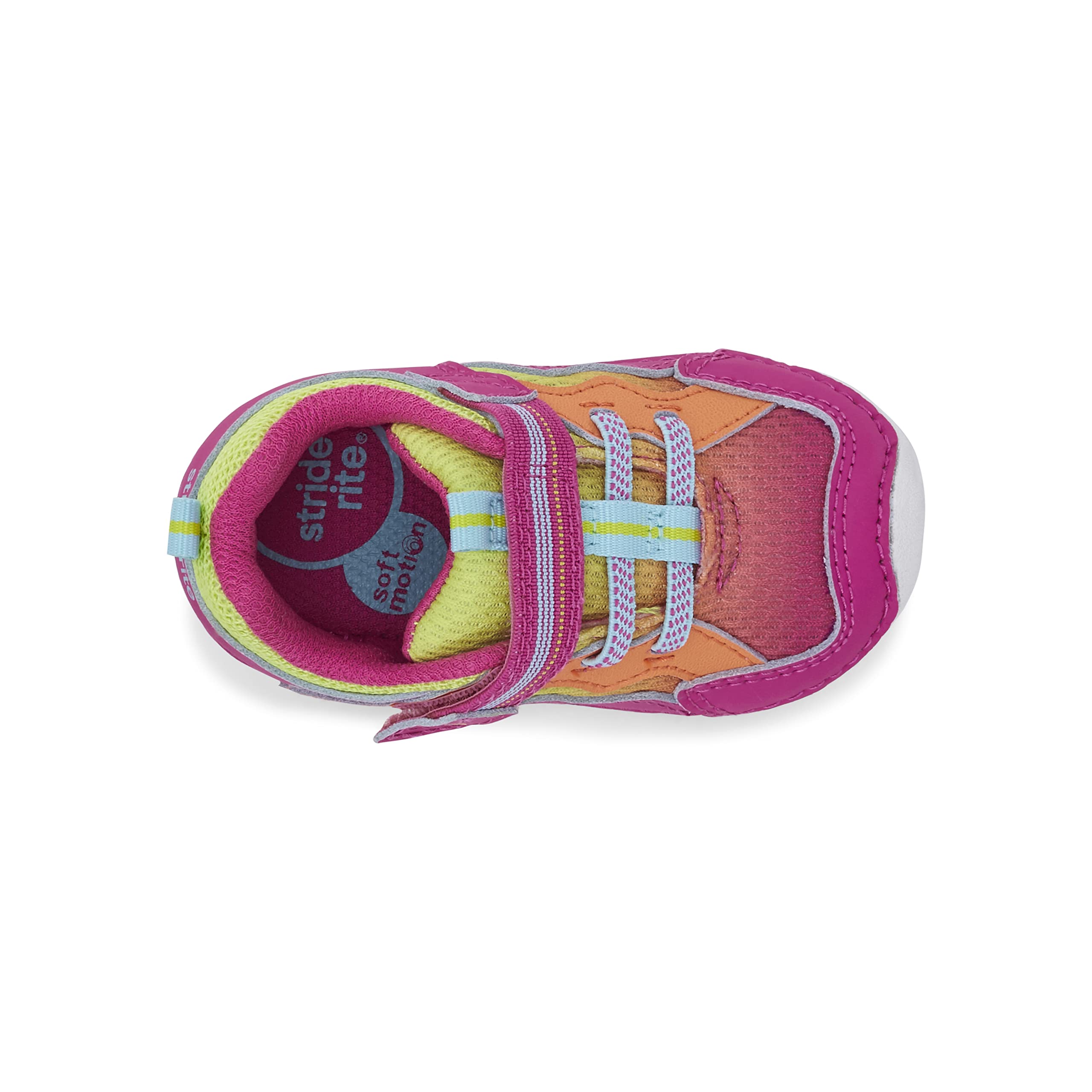 Stride Rite Baby Girls Soft Motion Kylo Athletic Sneaker, Pink/Neon, 3.5 Wide Infant