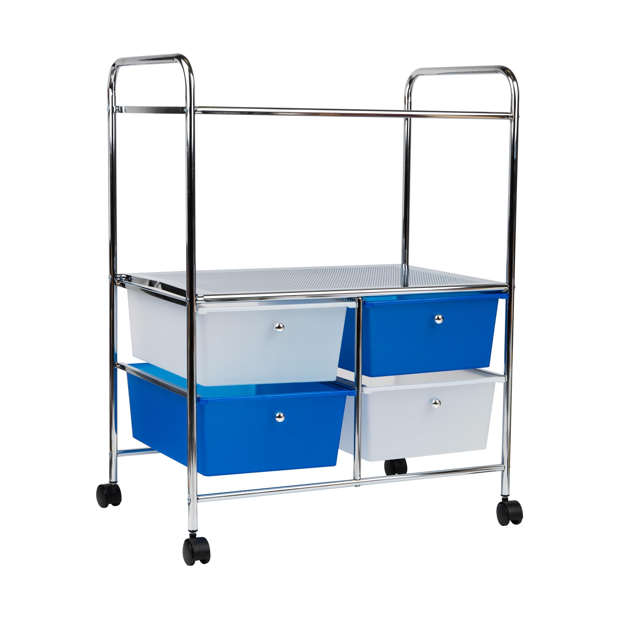 Mind Reader Rolling Utility Cart, 25 Inch, Silver 4 Drawer