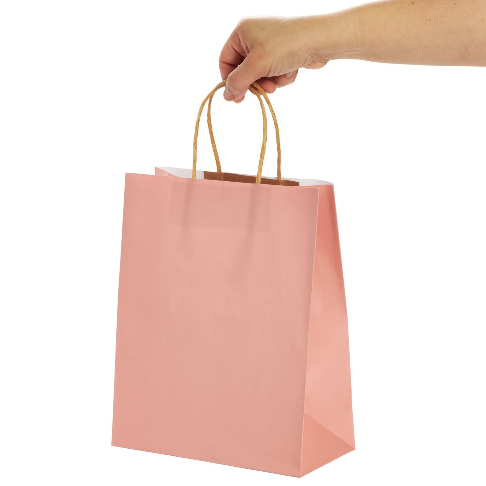 Juvale Medium Blush Pink Gift Bags with Handles for Wedding, Bridal Shower (8 x 10 in, 15 Pack)